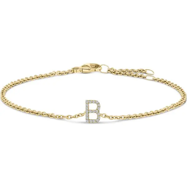 HAUS OF BRILLIANCE 10k Gold Diamond Accent Initial Charm Link Bracelet - Yellow | B